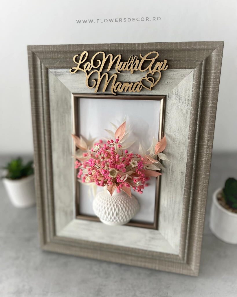 Tablou cu plante uscate si criogenate personalizat cu mesaj pentru mama ...
