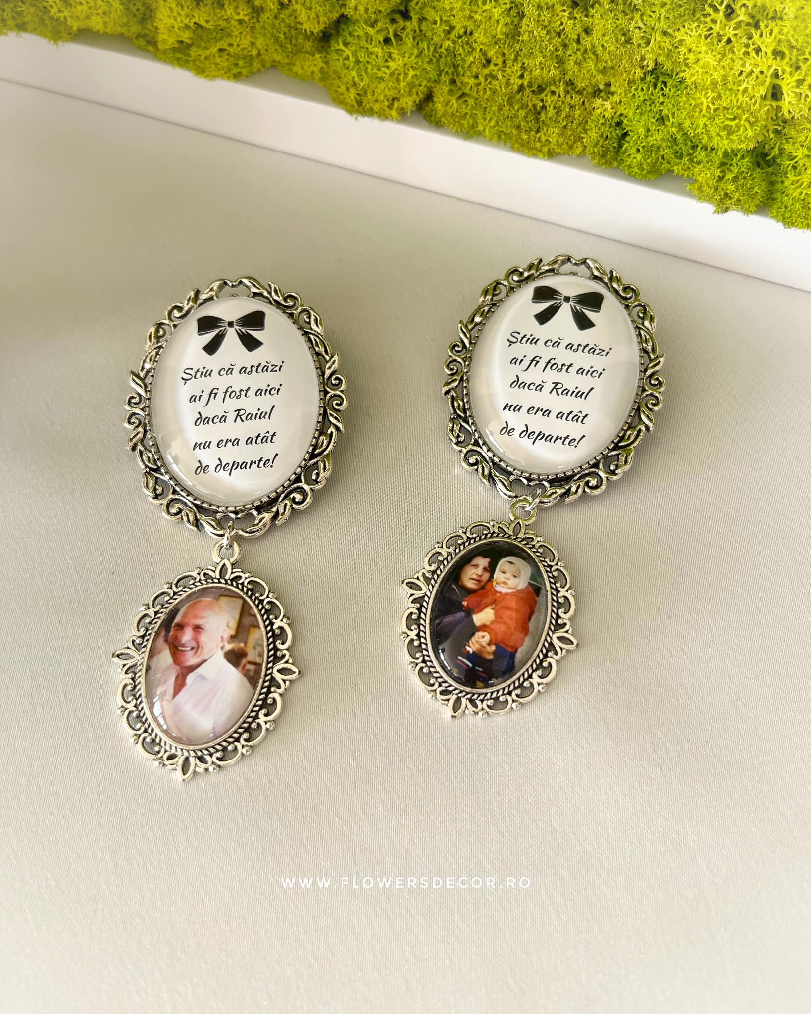 Brosa memoriala pentru buchet cu poza, Memorial Charm - Flowers Decor